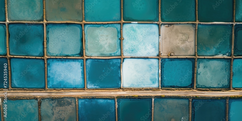 Generative AI, Salt farm landscape, photorealistic top view drone ...