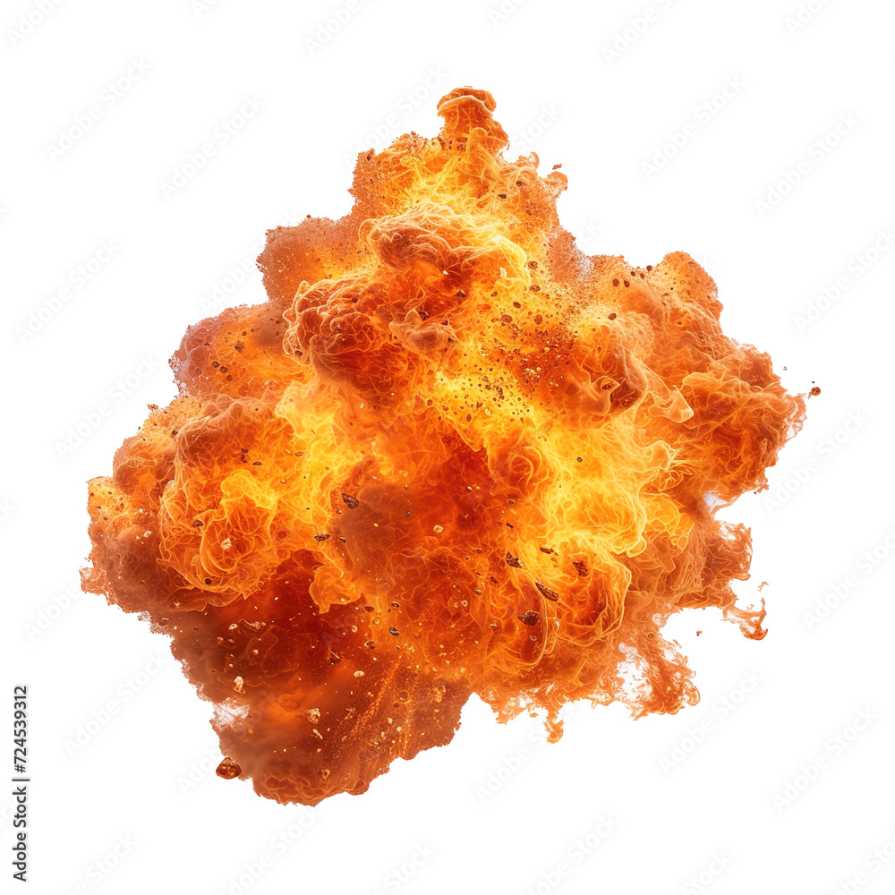 Intense fire and dust explosions isolated on transparent background ...