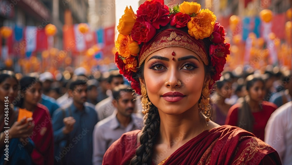 Foto de Stock Portrait of a Hindu people attending a religious ceremony ...
