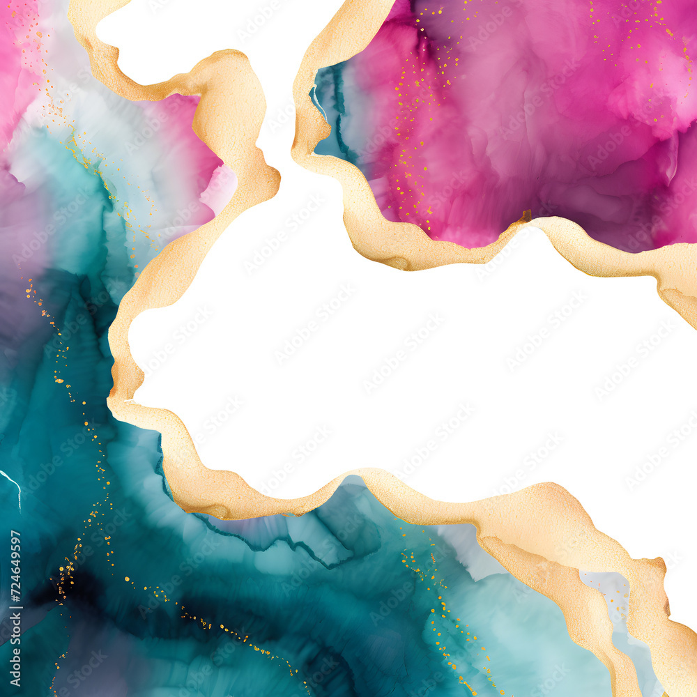 Pink, Turquoise and Gold Foil Glitter, Watercolor, Sparkle, Agate Geode ...