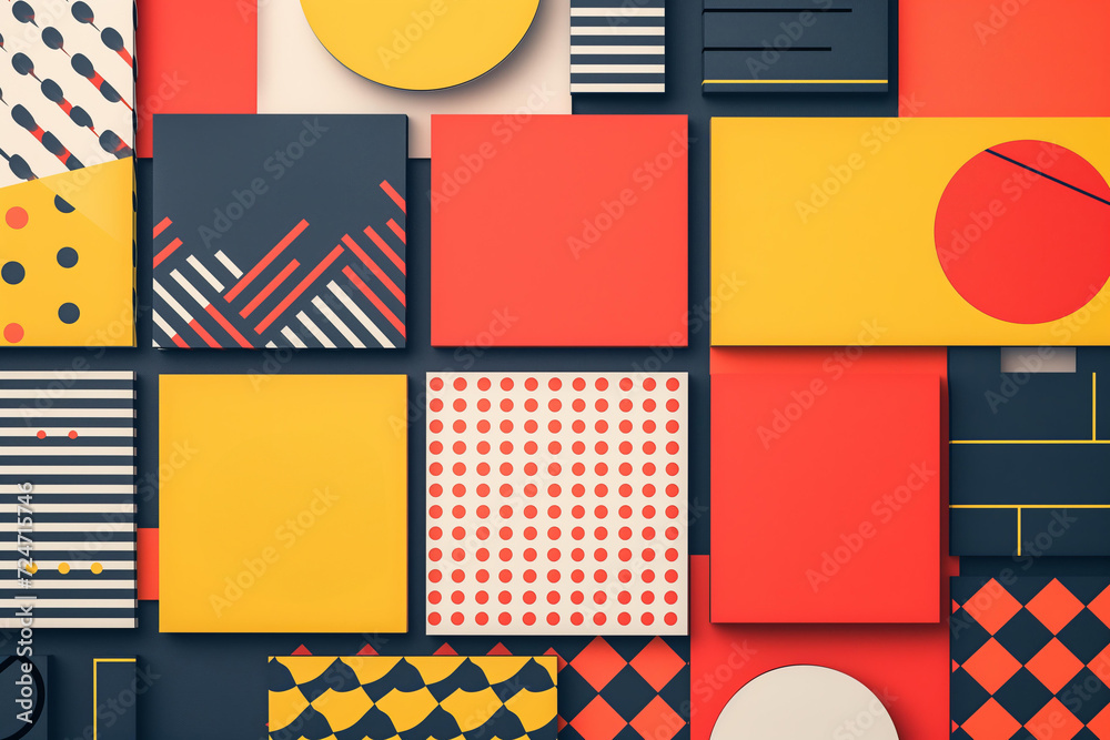 bento box style digital template layout, bold colors, geometric ...