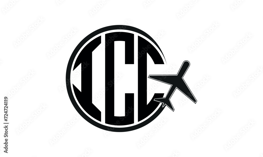ICC three initial letter circle tour & travel agency logo design vector ...
