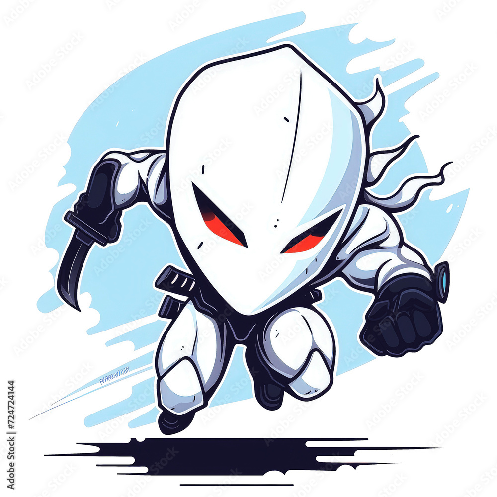 Chibi ninja assassin brandishing a sword in anime style. Chibi ninja ...