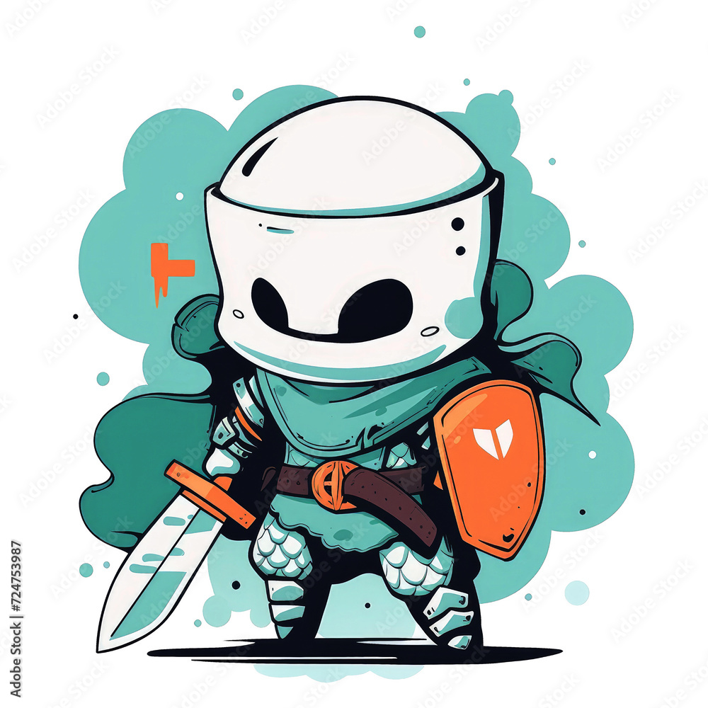 Strong warrior knight brandishing a sword in anime style. Warrior ...