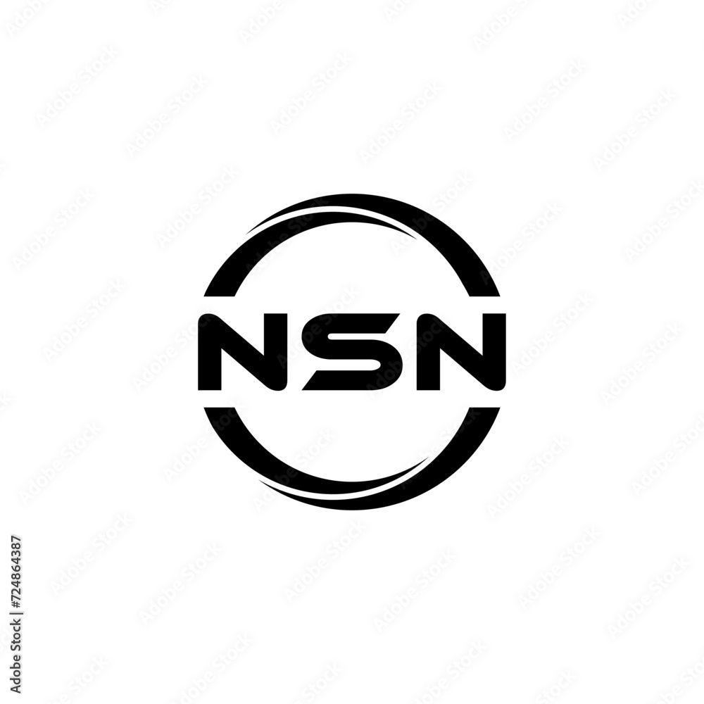 NSN letter logo design with white background in illustrator, cube logo ...