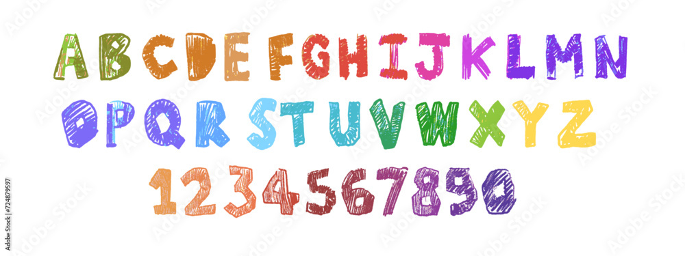 Doodle children font, vector cartoon funny alphabet, hand drawn ...