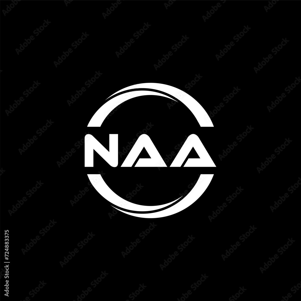 NAA letter logo design with black background in illustrator, cube logo ...