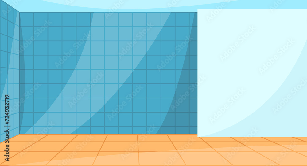 Cartoon bathroom blue mosaic tiles on floor and wall. Also can be use ...