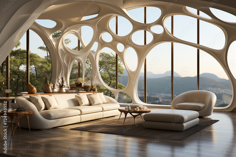 Illustration Stock Beautiful modern Futuristic bionic forms ...