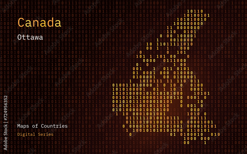 Vector de Stock Canada Map Shown in Binary Code Pattern. TSMC. Matrix ...