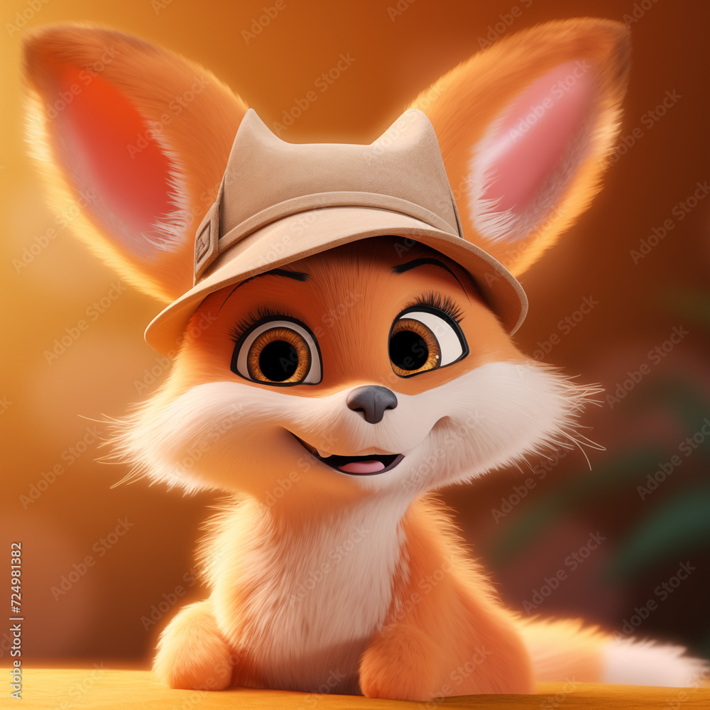 Cute fox cartoon in hats Stock Photo | Adobe Stock