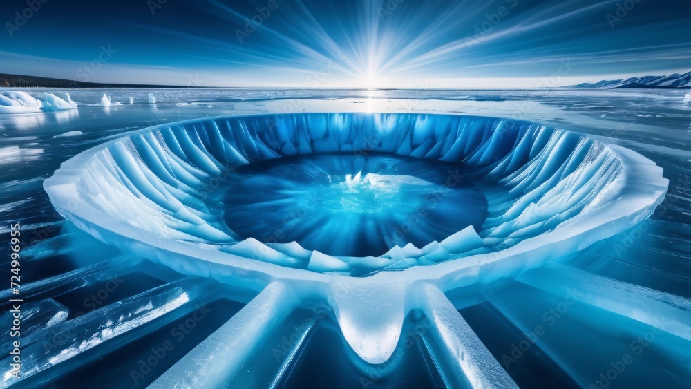 Wallpaper radiates, a snowflake waltz on ice; nature inspires, water ...