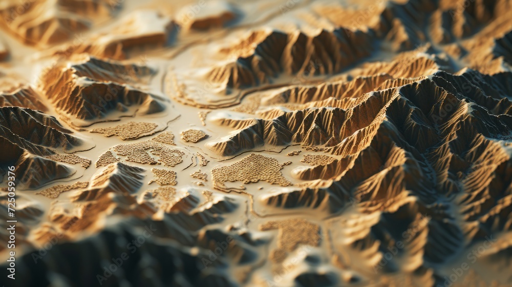 3D Topographic height map, geology survey. Topographic cartography, contour map, 3D relief ...