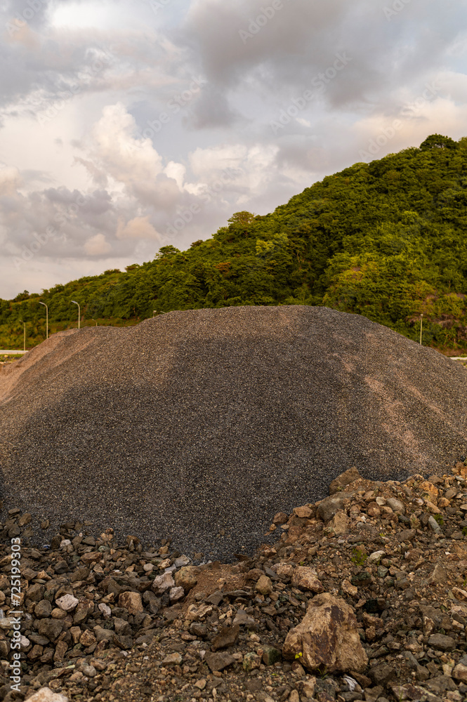 Materials of construction, a gravel pile on site Stock Photo | Adobe Stock