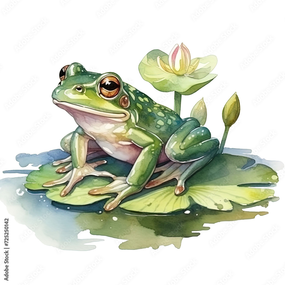 Watercolor style frog on transparent isolate, frog clipart, children's ...
