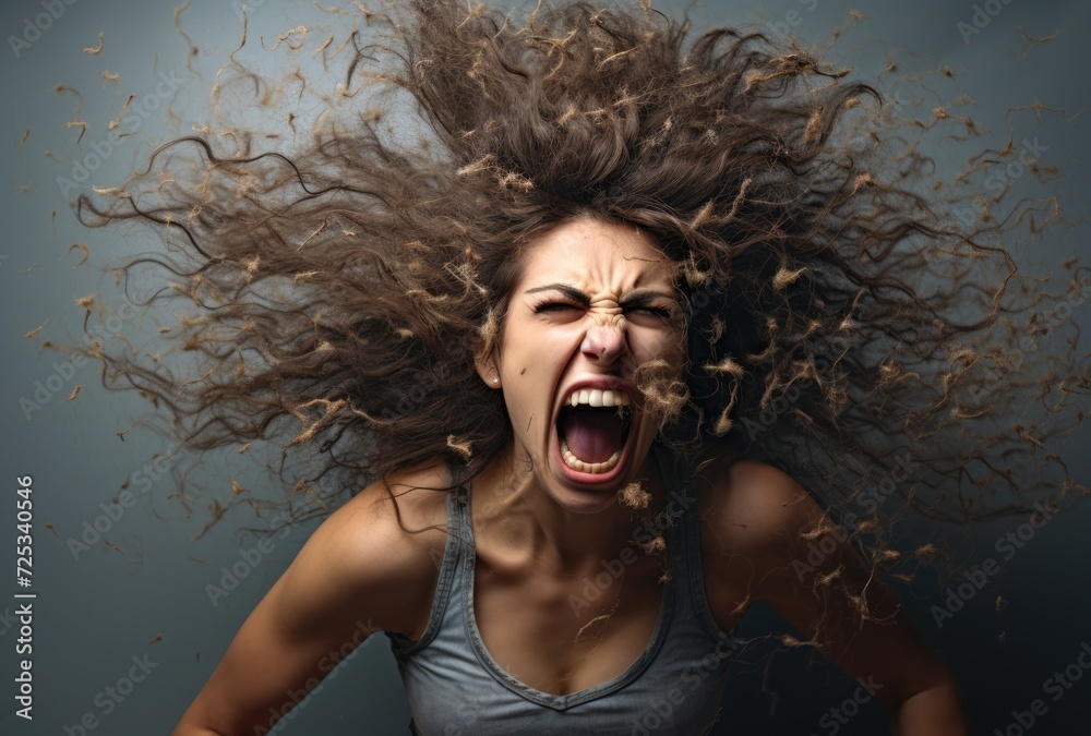 Emotions boil over as the woman's face twists into an angry expression ...