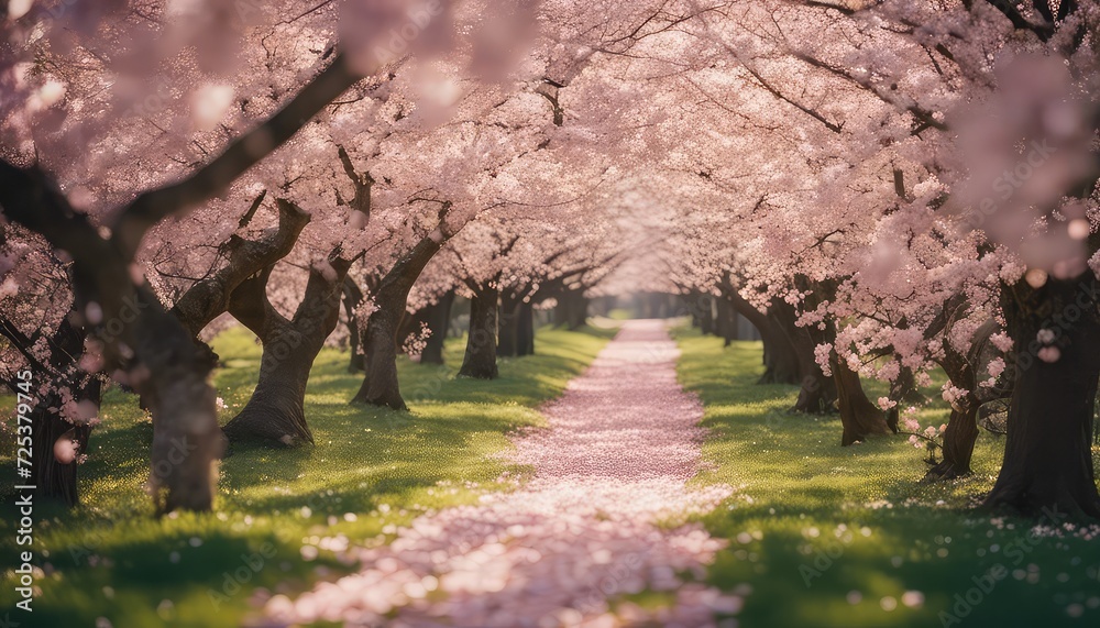 cherry blossom orchard, trees, pathway, photography backdrop, wedding ...
