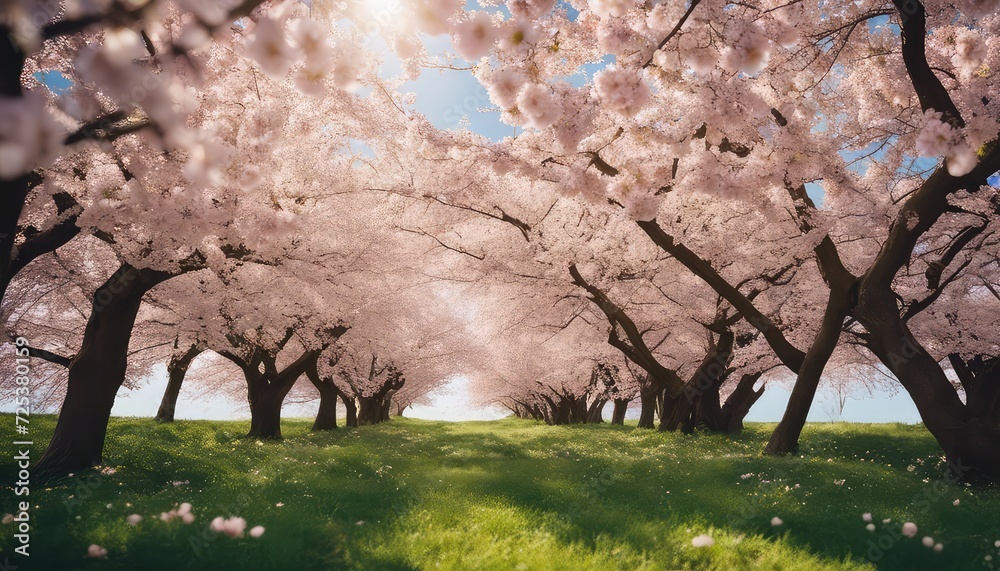 cherry blossom orchard, trees, pathway, photography backdrop, wedding ...