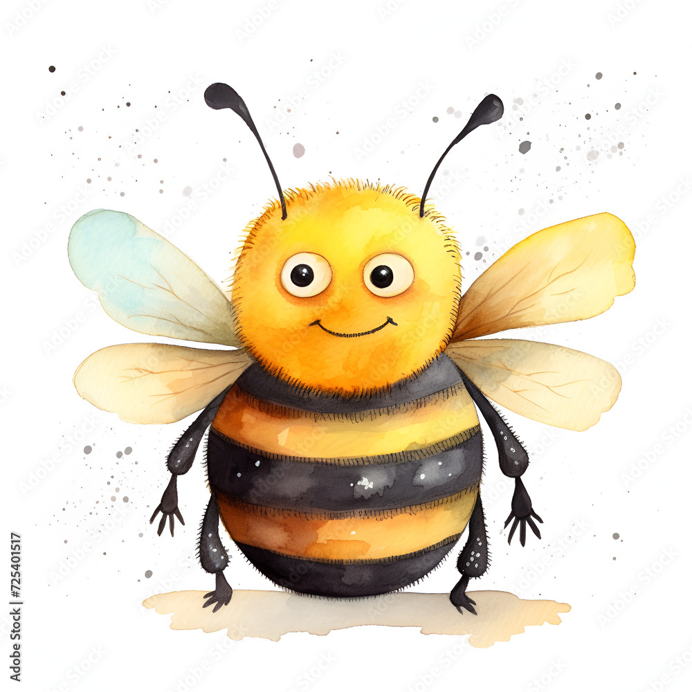 Cute Bee Watercolor Clipart, Ai Generative Stock Illustration | Adobe Stock