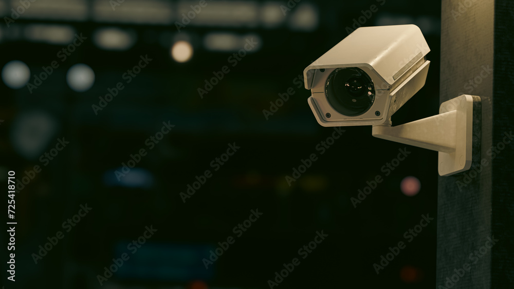 CCTV camera In the dim atmosphere. Scan the area for surveillance ...