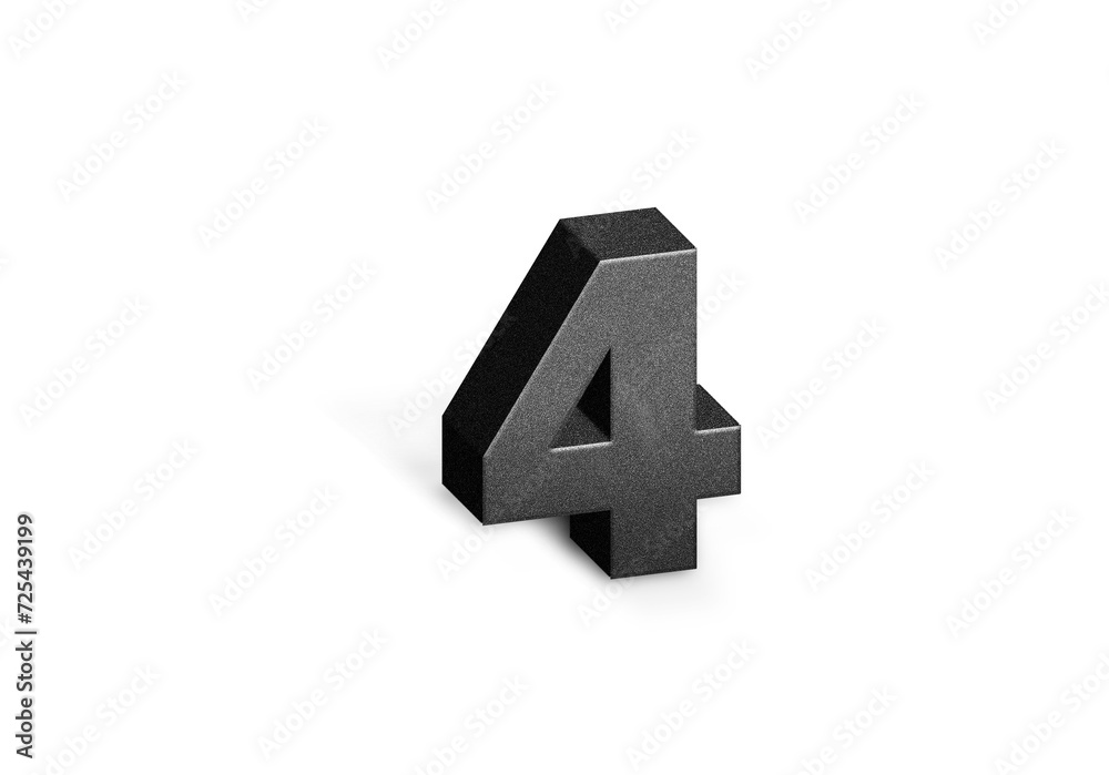 Number Four Steel Realistic shining typography symbol or sign template ...