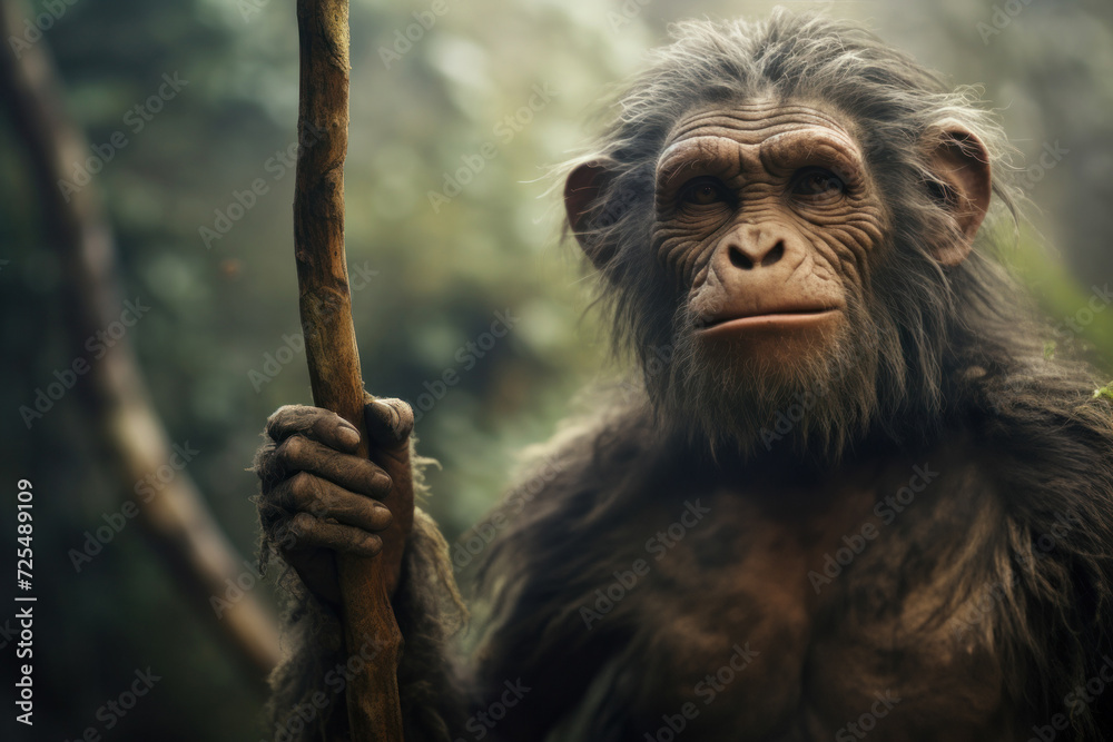 ancient and intelligent ancestor, a Neanderthal, with elements of ...