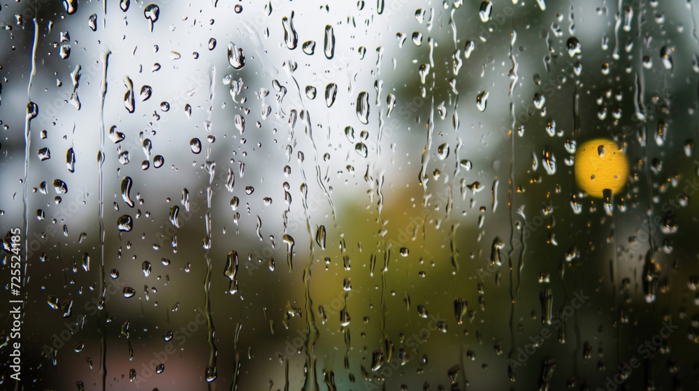 Rainwater Drops Falling Down On The Window Glass, Rain Drops On The ...