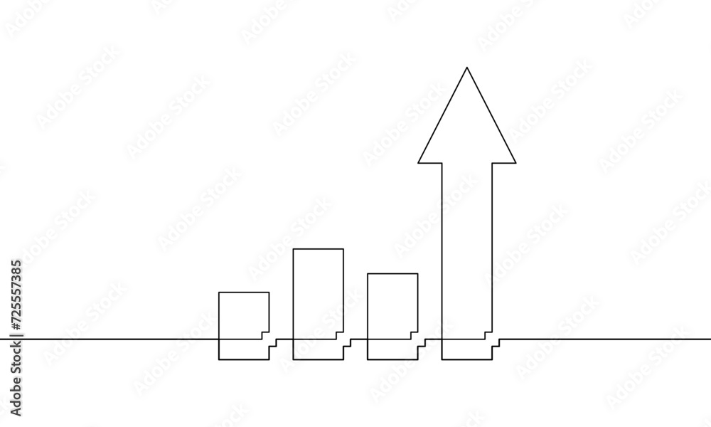Continuous line drawing of graph. Business growth icon. Illustration ...