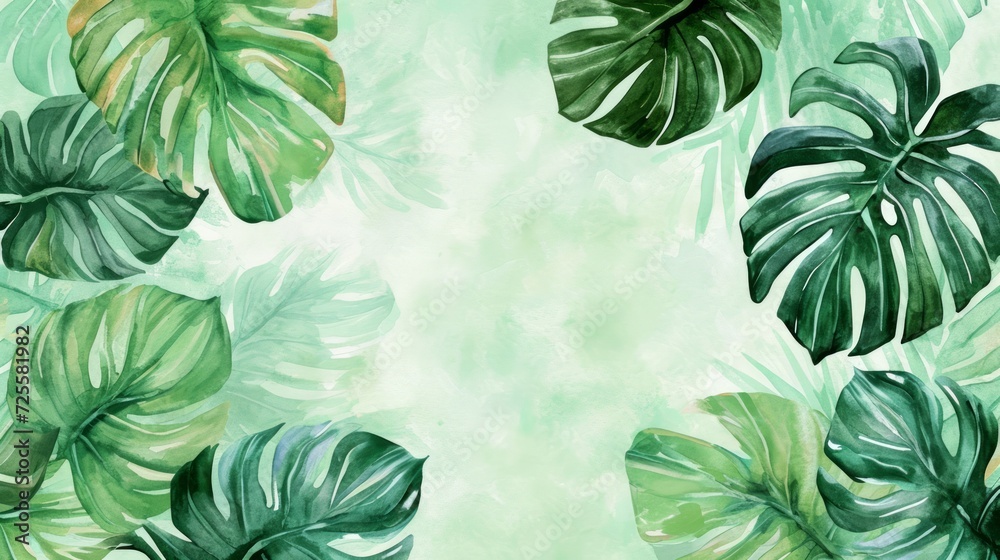 Watercolor Monstera Leaf. Cute watercolor Philodendron tropical leaves ...