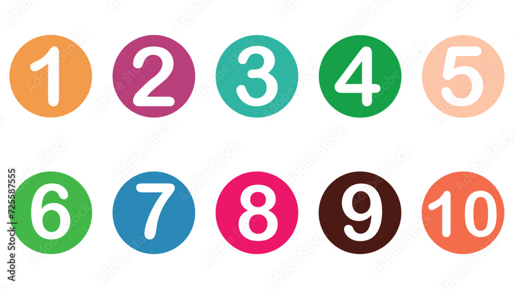 Number digit icon set. Bullet Points, info markers, Triangle icon arrow ...