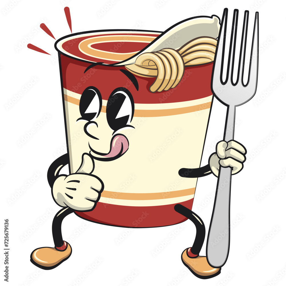 vector isolated clip art illustration of cute instant noodles cup ...