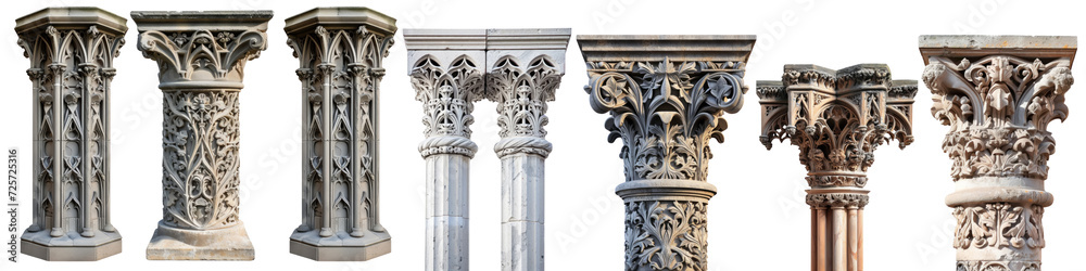 Antique Gothic Column set. beautifully ornate gothic pillar. fantasy ...
