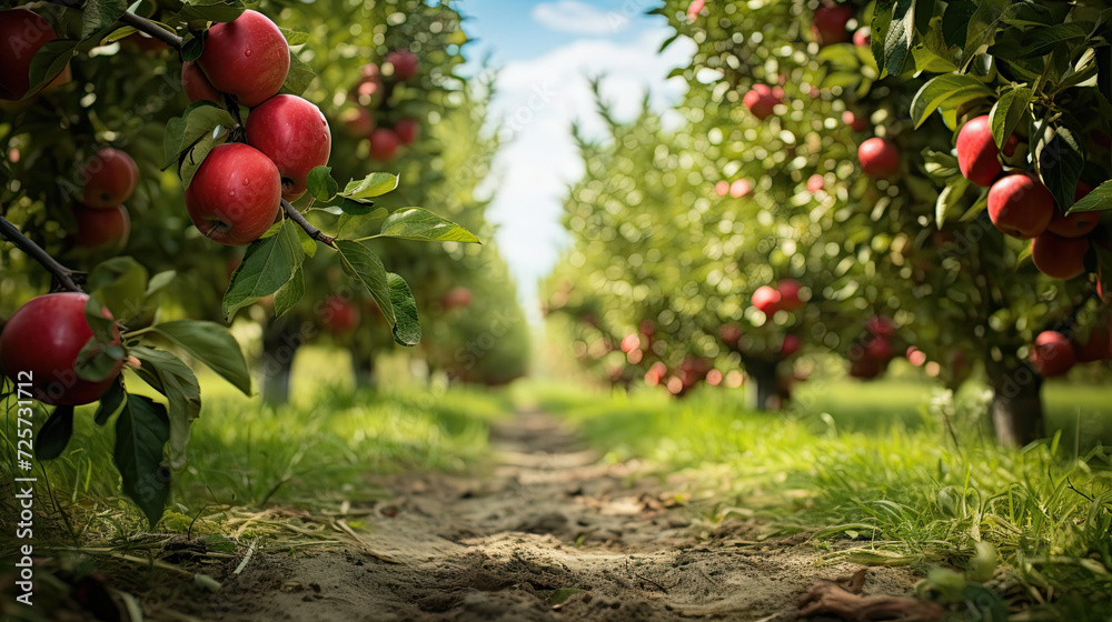 Apple Trees in a farm background Stock Photo | Adobe Stock