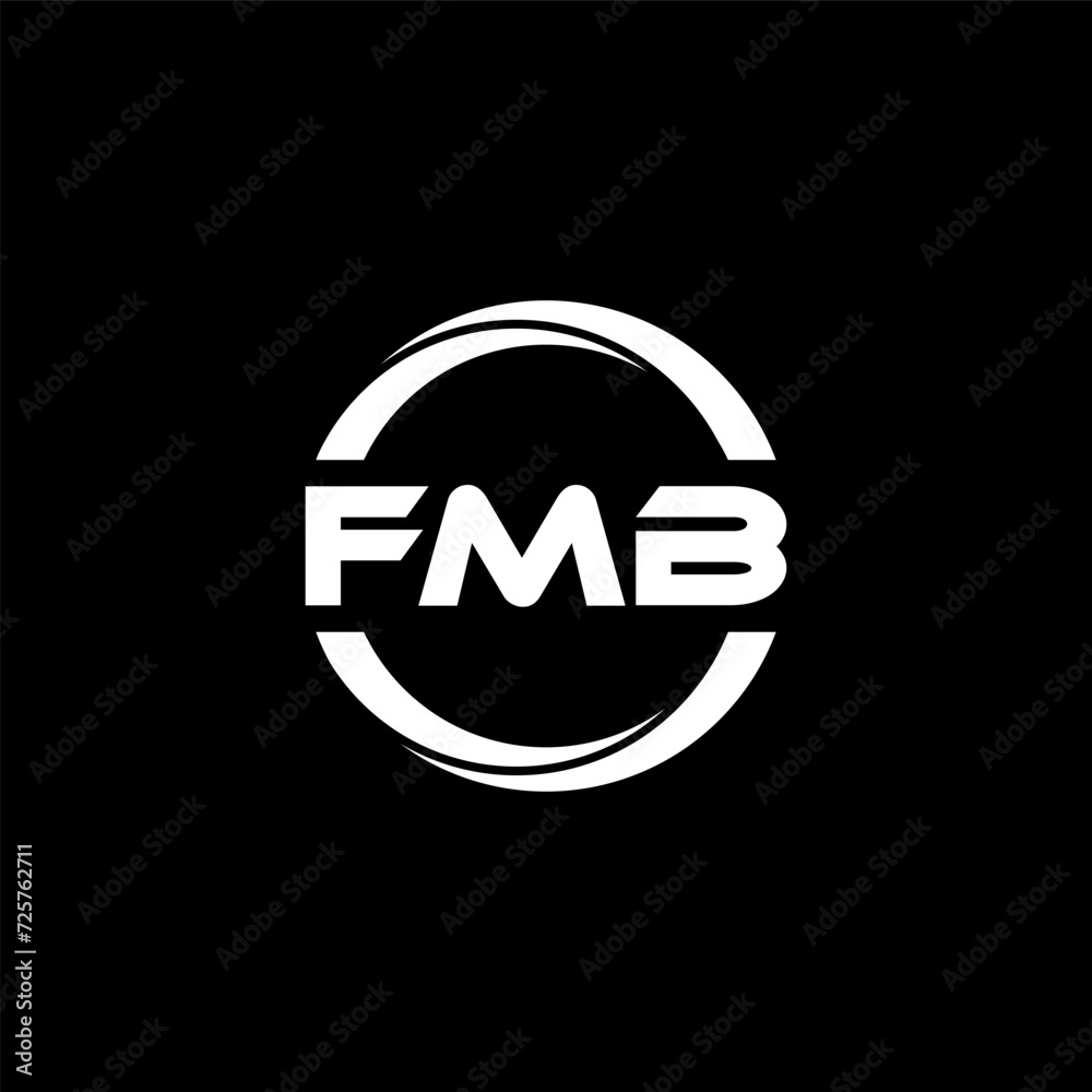 FMB letter logo design with black background in illustrator, cube logo ...