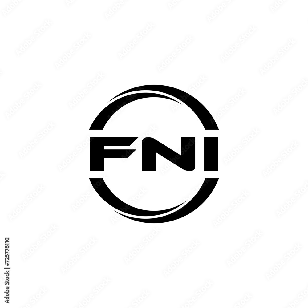 FNI letter logo design with white background in illustrator, cube logo ...