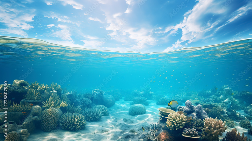 Stock-Illustration „Cross-section of tropical marine seascape. Sunlight ...