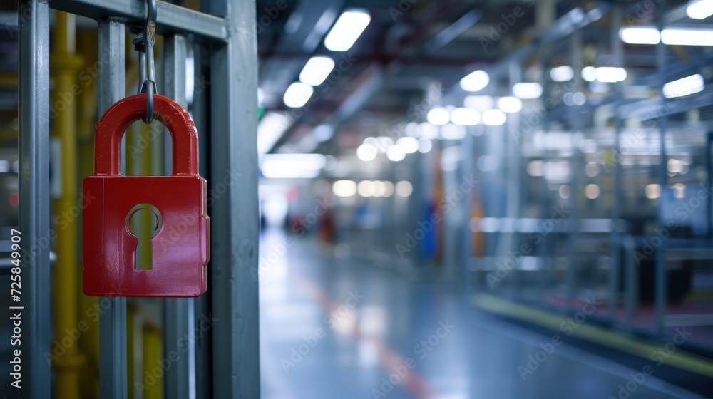 Workplace Safety: Signs Amidst the Lock Symbol Stock Illustration ...