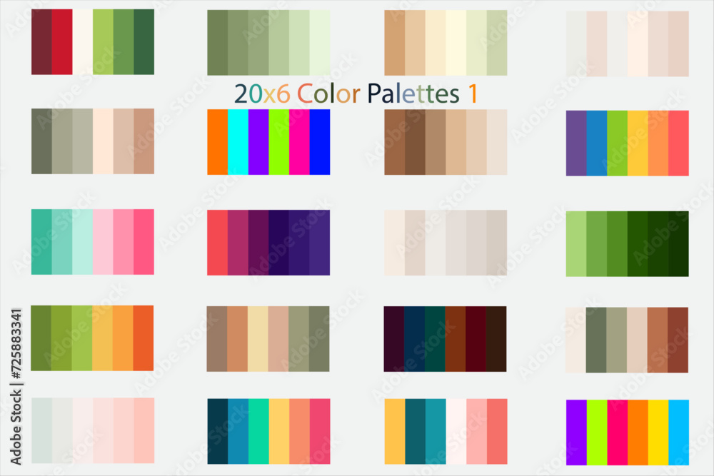 20x6 Color Palettes 1 Packs, Discover 20 Sets of Vibrant Vector Color ...