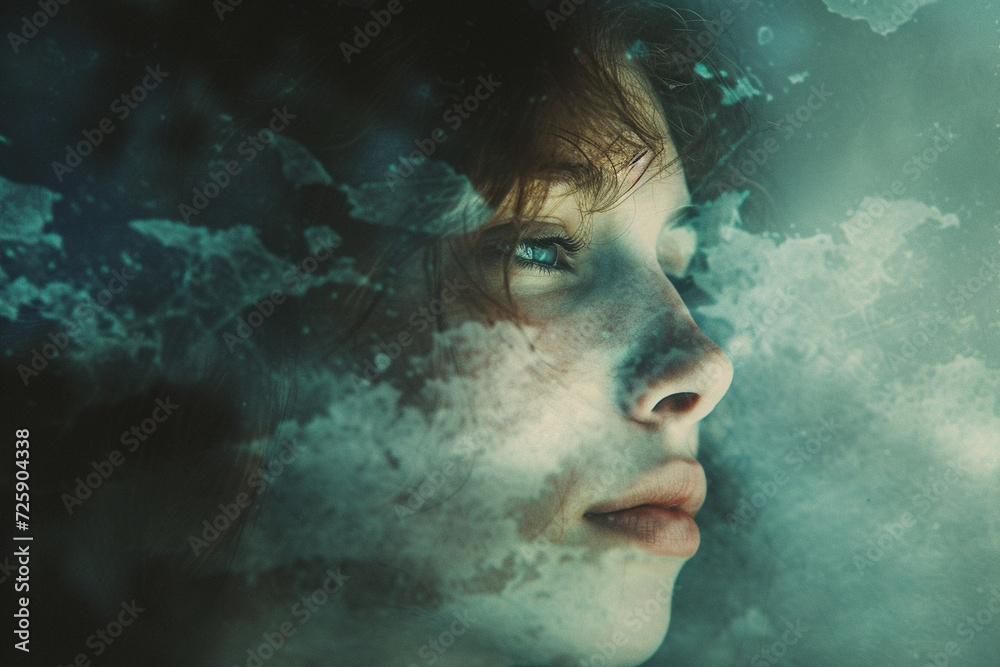 Stock-Illustration „melancholic portrait of a person gazing into the ...