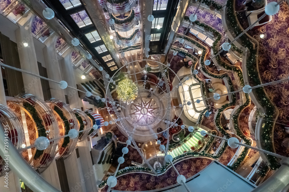 Royal Caribbean (RCL) Jewel of the Sea cruise ship interior. Atrium ...