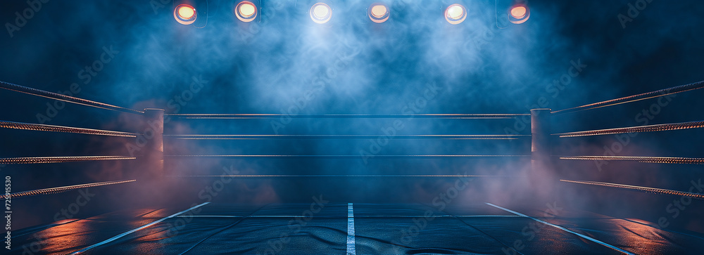 professional boxing ring with spotlights and dark background Stock ...