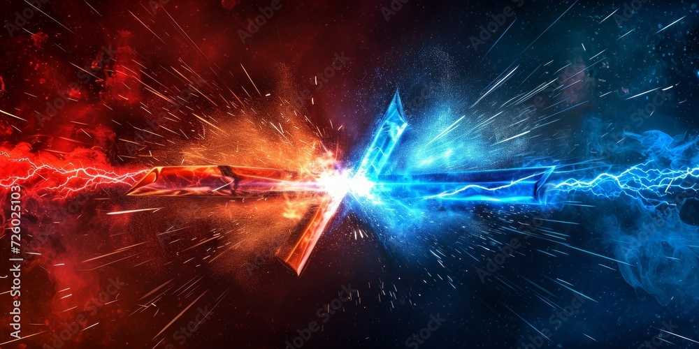 VS versus Background match challenge versus thunder flame blue and red ...