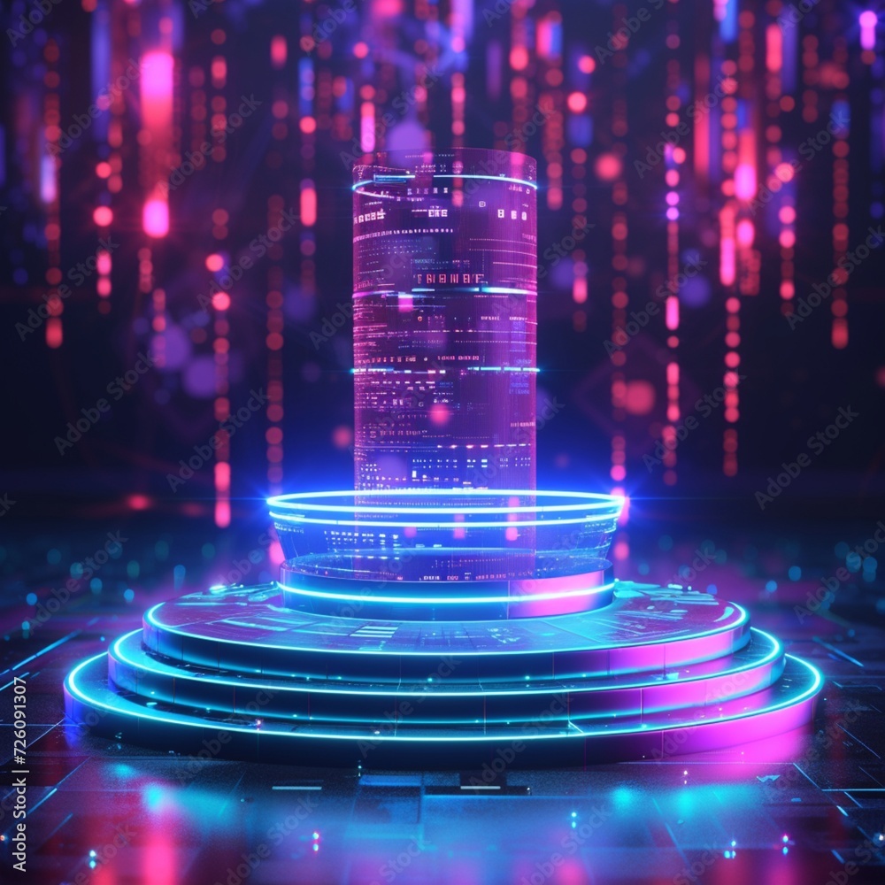Podium light hologram tech technology background portal circle ...