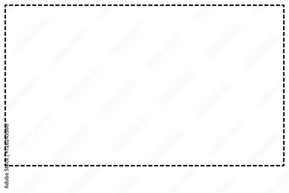 Black frame outline and dotted line, rectangle shape, geometric ...