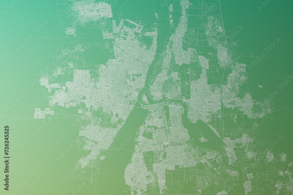 Map of the streets of Khartoum and Omdurman (Sudan) made with white ...