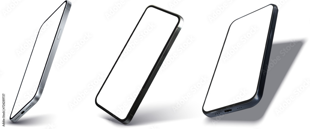 Image vectorielle Stock Modern Smartphone Set in Various Angles on ...