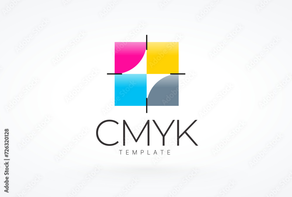 เวกเตอร์ Stock Logo CMYK squares palette color. Abstract test control ...