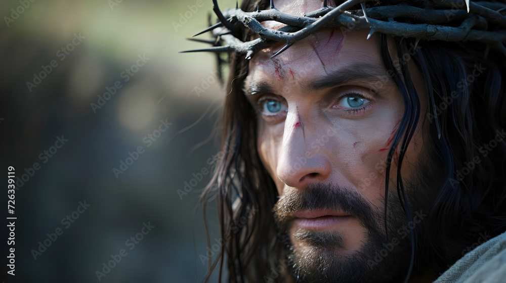 Stock-Foto „Dramatic realistic portrait of Jesus Christ wearing a crown ...