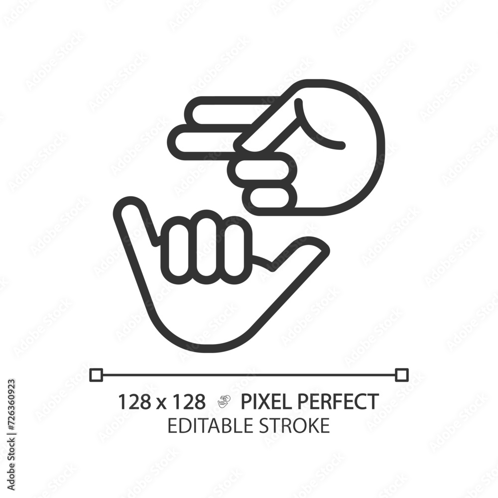 เวกเตอร์ Stock Deaf sign language linear icon. Nonverbal communication ...