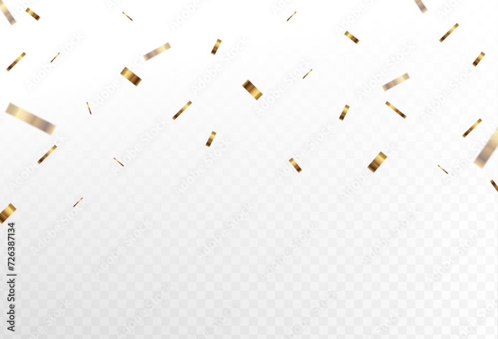 Lots of falling golden confetti with ribbons falling on a celebration ...